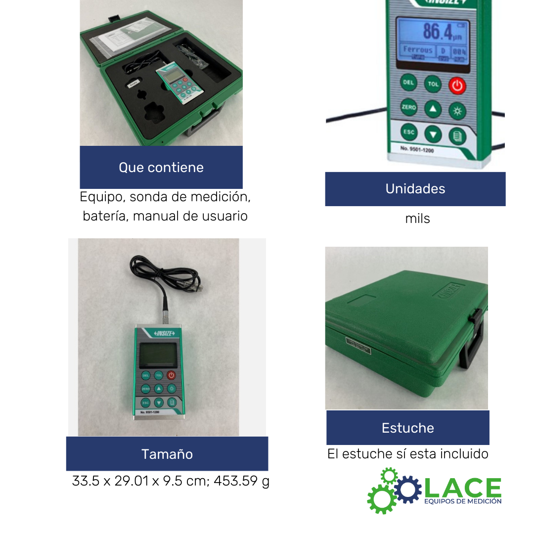 INSIZE 9501-1200 Medidor De Espesor De Recubrimiento – Lace Calibración